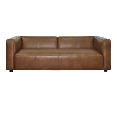 Greyleigh™ Kenisha 94.5" Genuine Top Grain Leather Square Arm Sofa ...