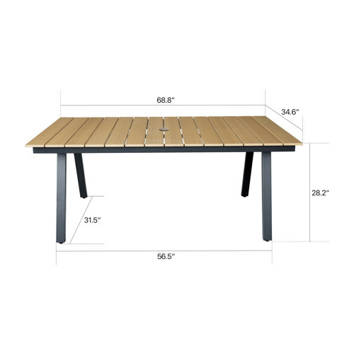 Latitude Run® Dovenby Patio Aluminum 6 Person Dining Table | Wayfair
