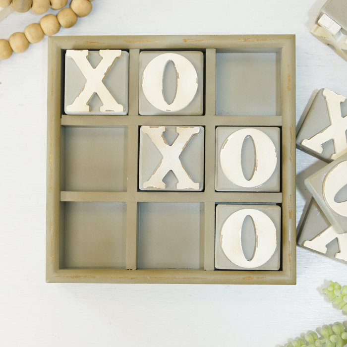 Gracie Oaks Haight Wood Tic Tac Toe Letter Block & Reviews | Wayfair