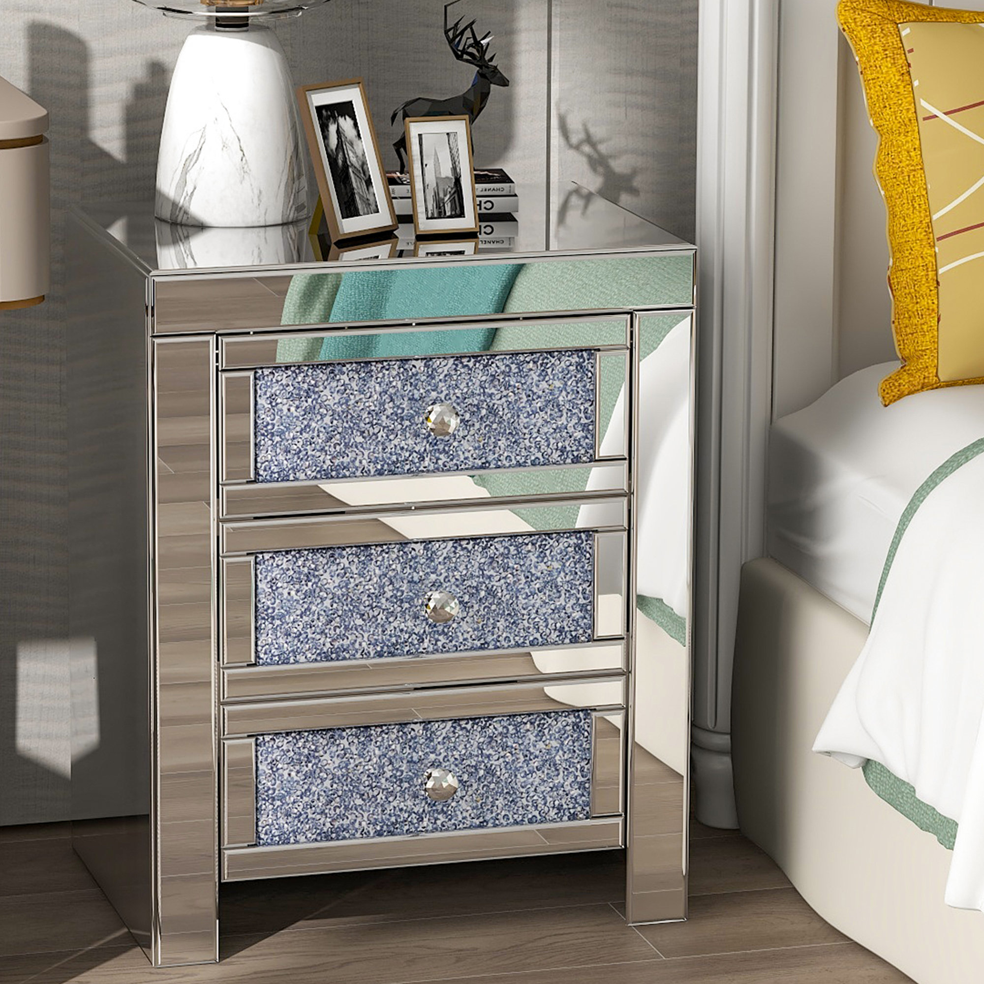 Mercer41 Deriya Glass Nightstand | Wayfair