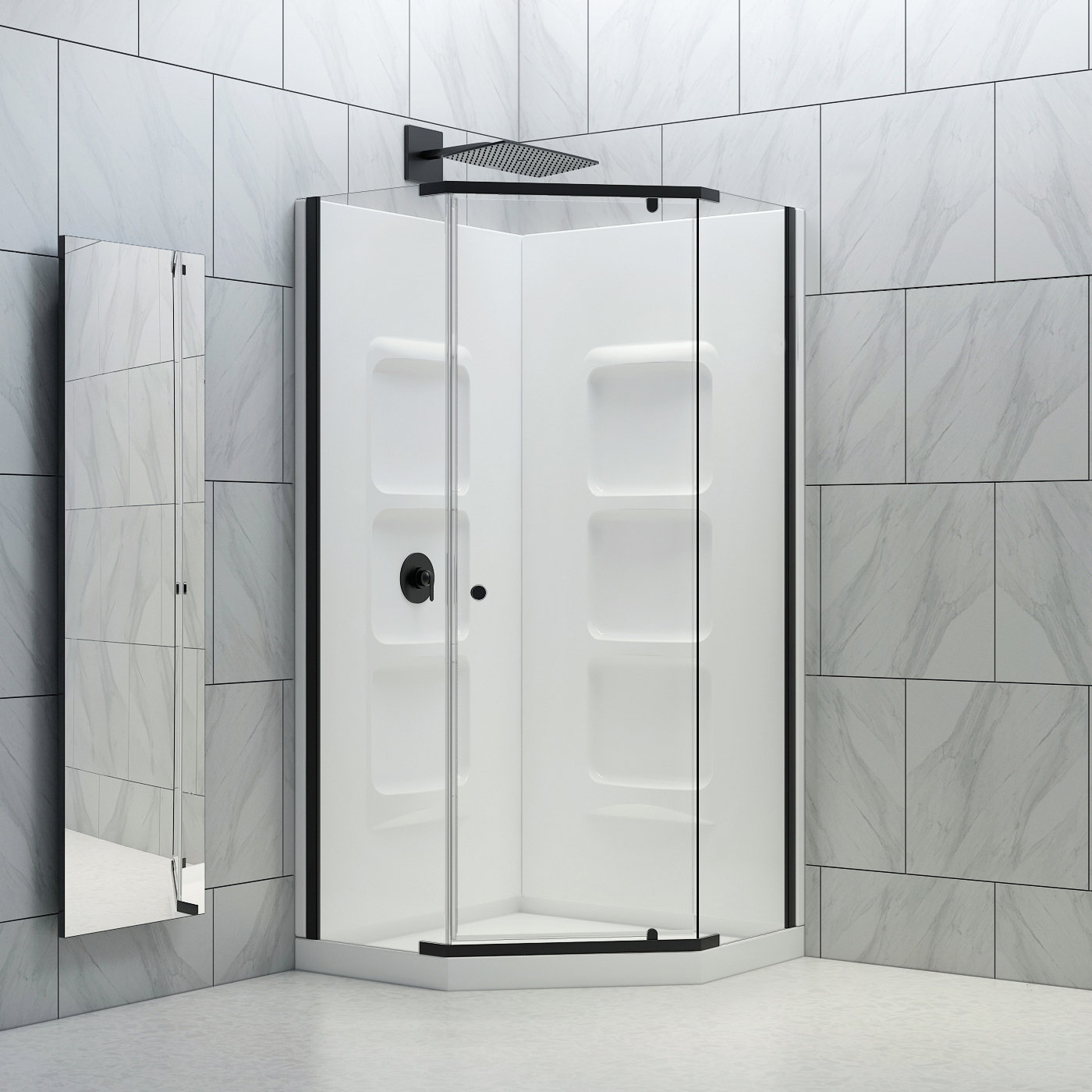 A&E Bath and Shower Nevada 40" W x 40" D x 74" H Neo-Angle Square ...