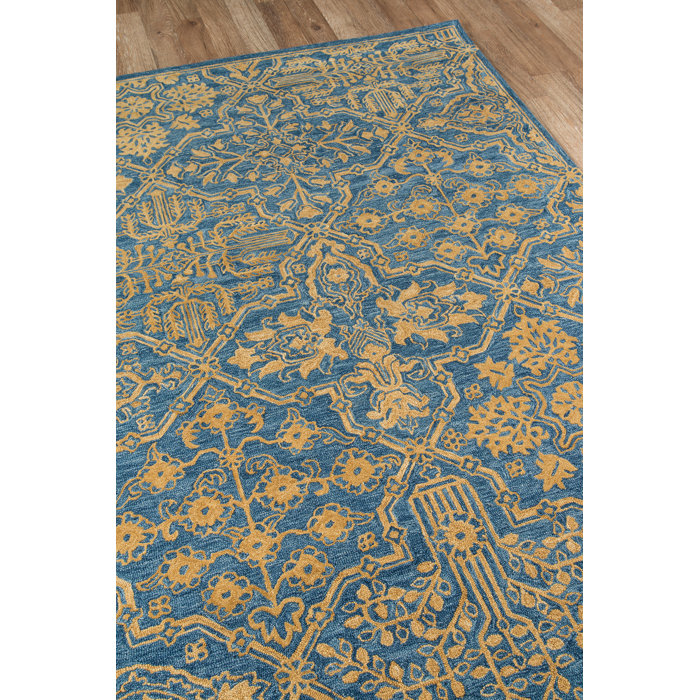Birch Lane™ Cece Handmade Wool Blue/Orange Rug & Reviews | Wayfair