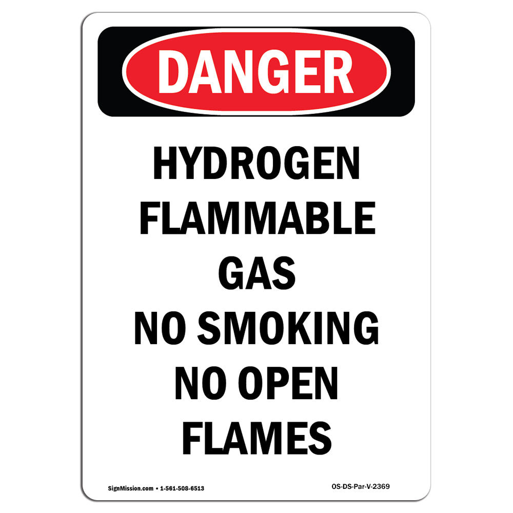 SignMission Hydrogen Flammable Gas No Smoking | Heavy Duty Sign or ...