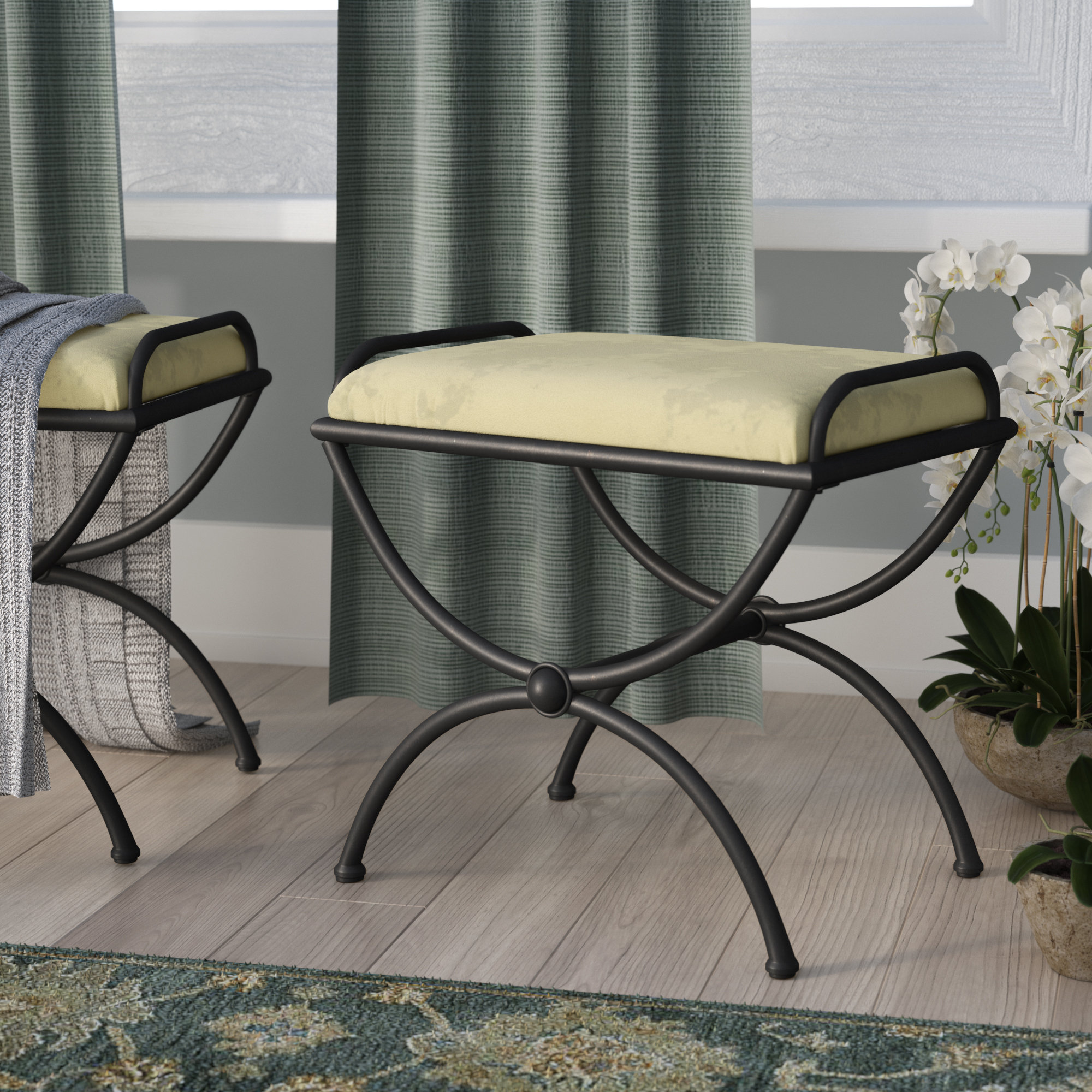 Charlton Home® Blomberg 18'' Tall Steel Vanity Stool & Reviews | Wayfair