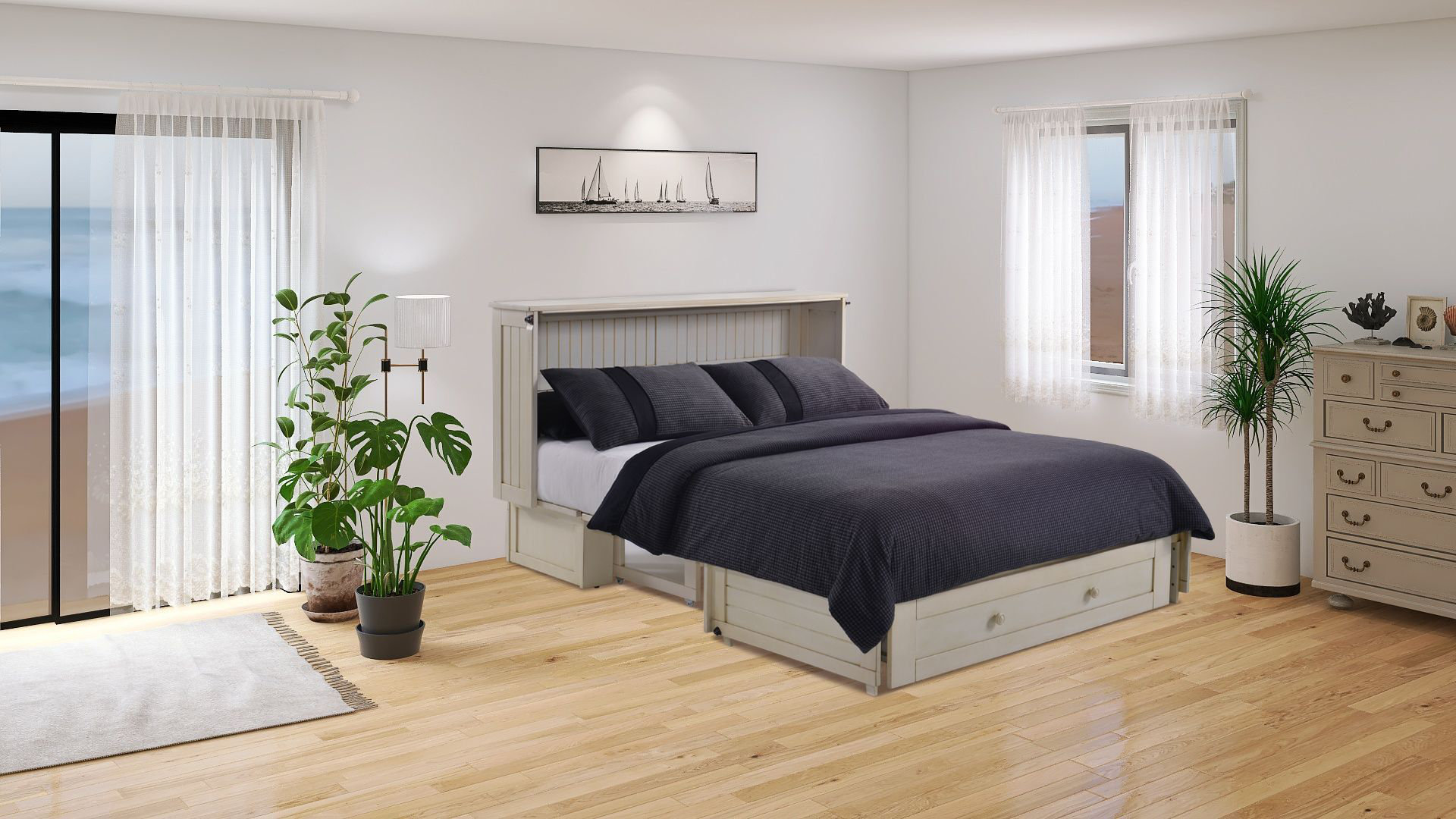 Latitude Run® Queen Size Murphy Bed Cabinet with Storage & Charging ...