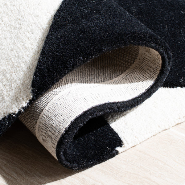 AllModern Dave Handmade Hand Tufted Ivory/Black Rug & Reviews | Wayfair