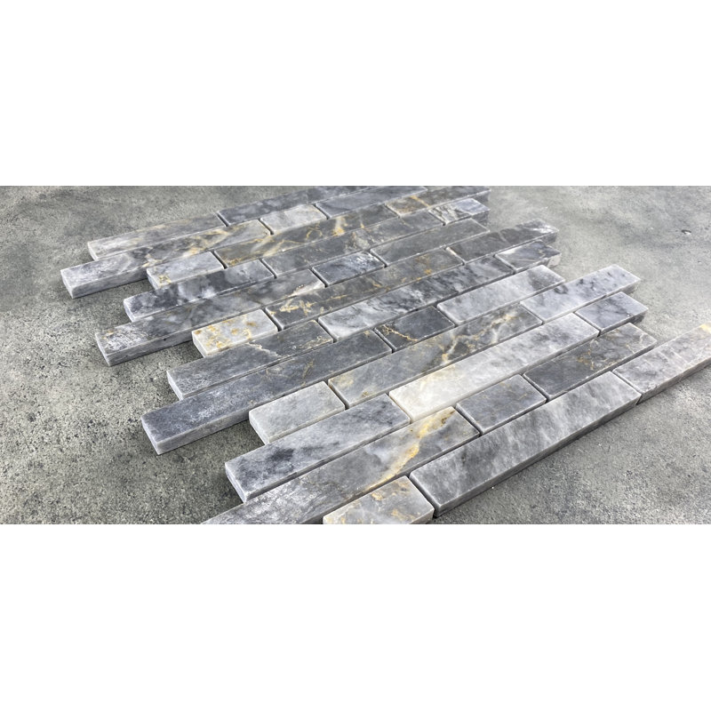 Miletos Stone Collection 1" x 1" Marble Linear Mosaic Sheet Wall ...