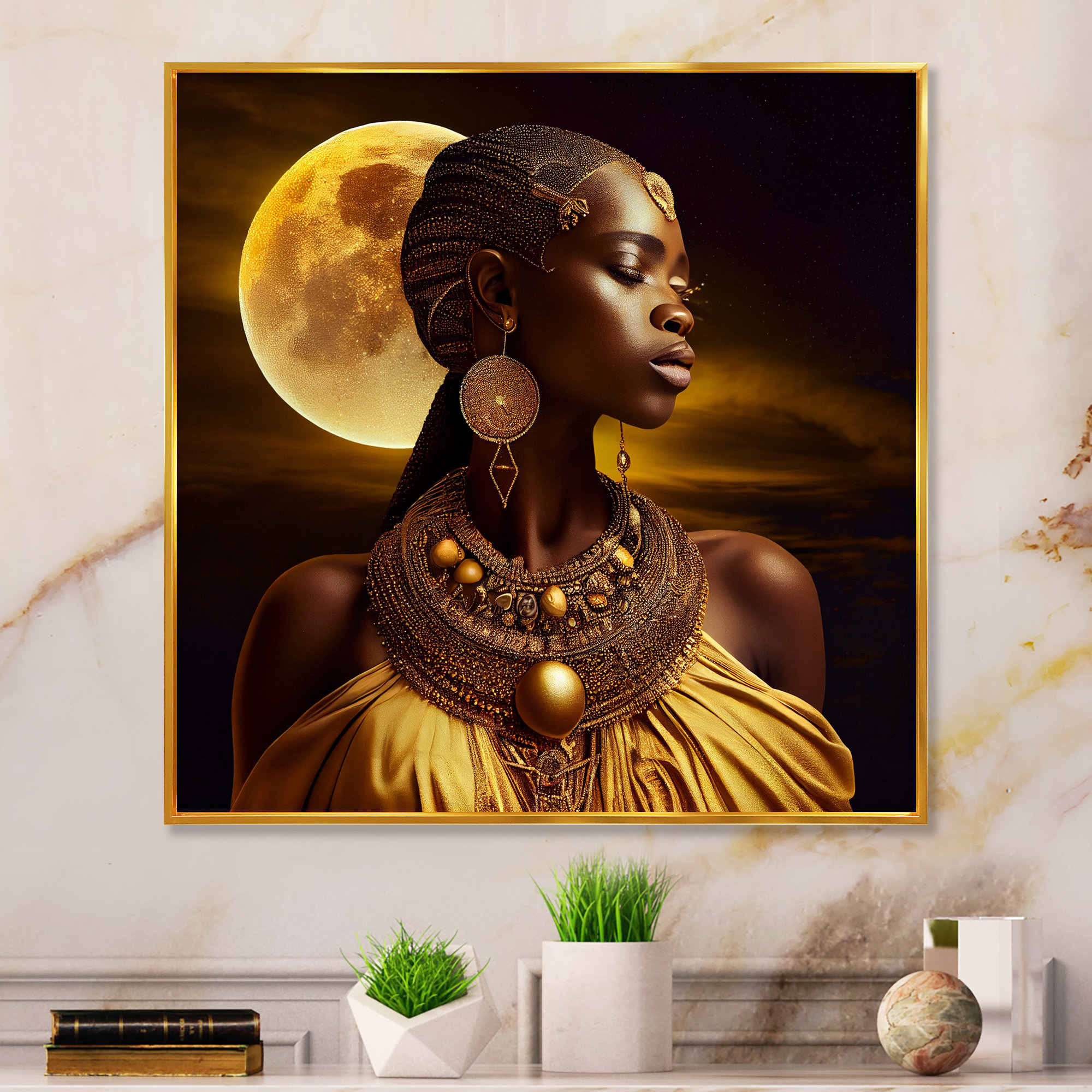 Bungalow Rose Queen African Woman Under Moon III - Graphic Art on ...