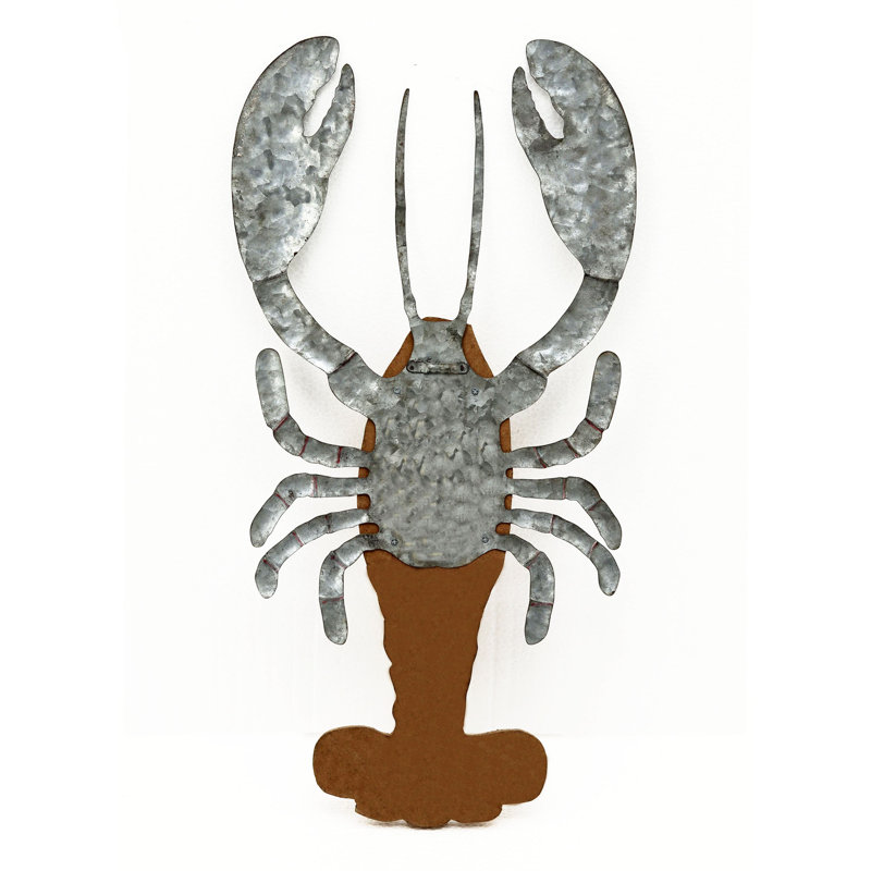 Breakwater Bay 3D Wood and Galvanized Ocean Lobster Wall Décor ...