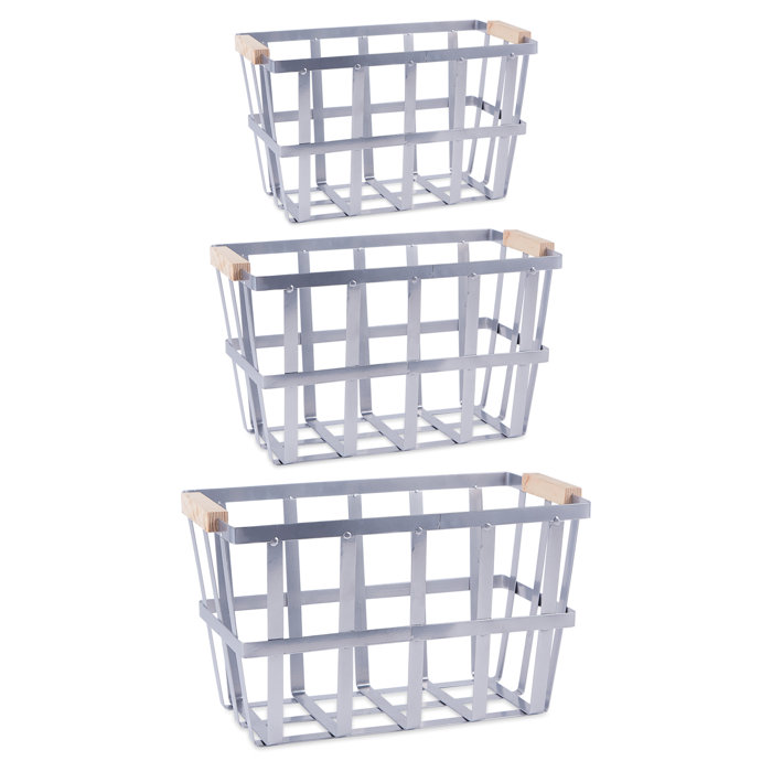 Gracie Oaks 3 Piece Metal Basket Set & Reviews | Wayfair