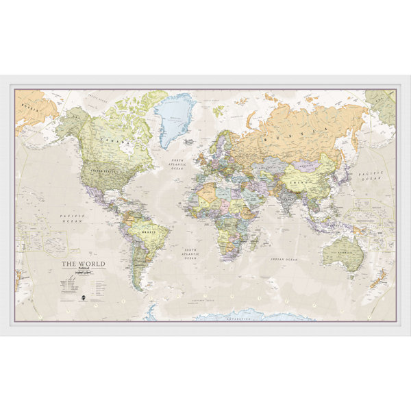 Ebern Designs Large Classic World Map - Picture Frame Art Prints ...