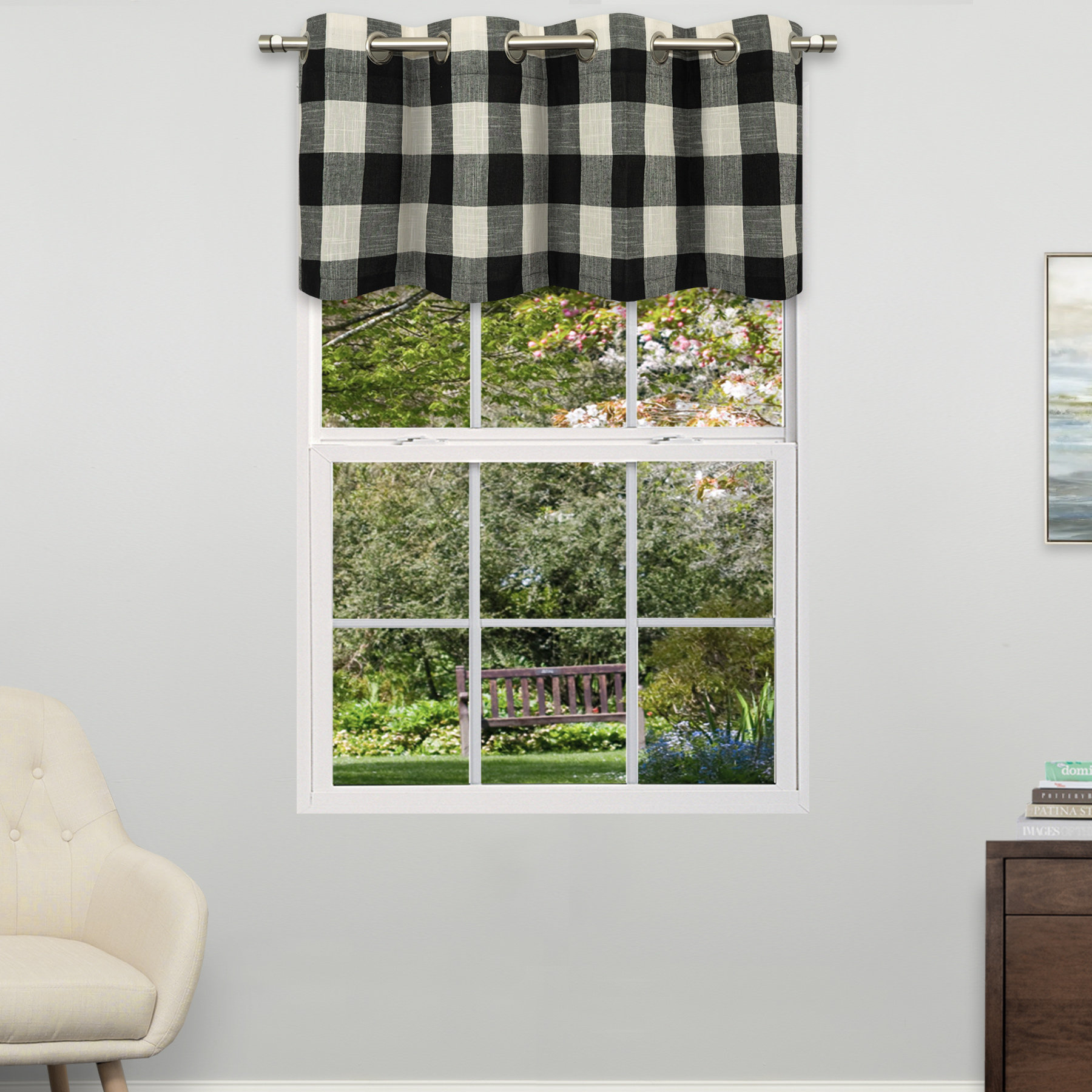 August Grove® Sunglow Grommet Plaid 53" Window Valance & Reviews | Wayfair