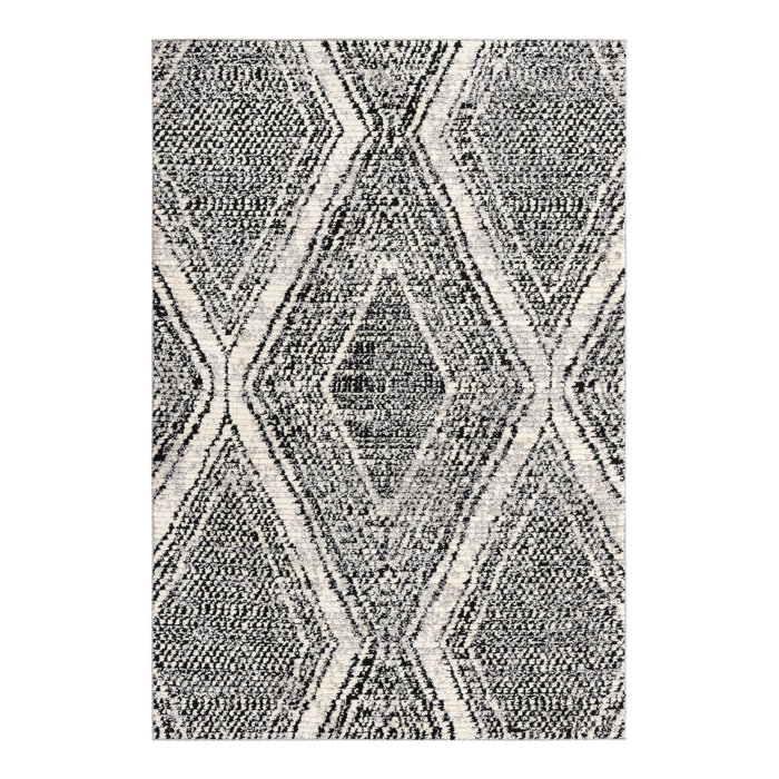 Steelside™ Penelope Geometric Area Rug in Black/White & Reviews | Wayfair