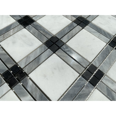 Marble Online 12" x 12" Marble Grid Mosaic Wall & Floor Tile | Wayfair