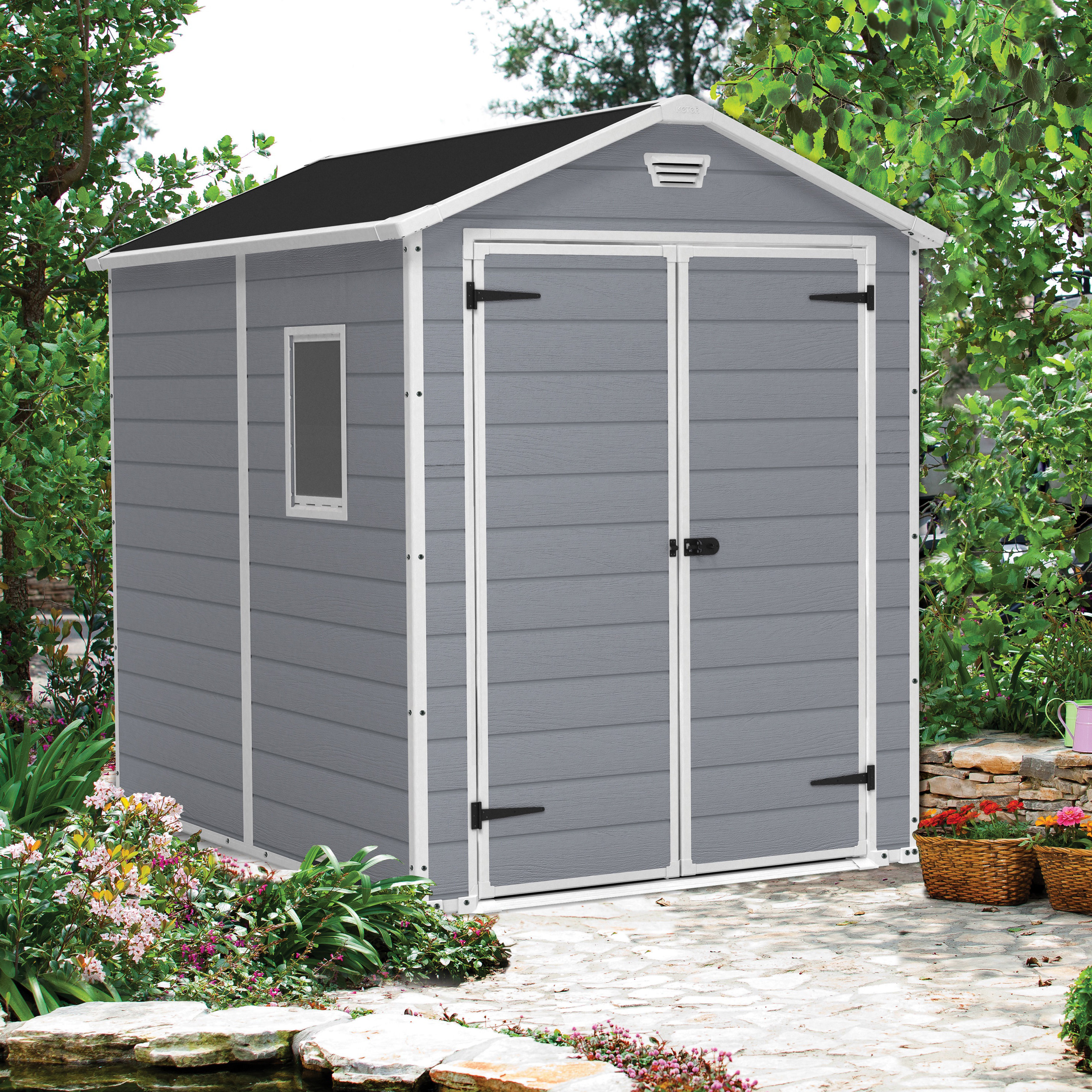 Keter Manor 6 X 8 FT Vertical Storage Shed Made Of Extremely Durable