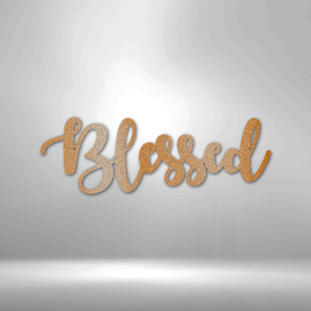 Trinx Gabrielah Blessed Script Steel Sign Wall Decor | Wayfair