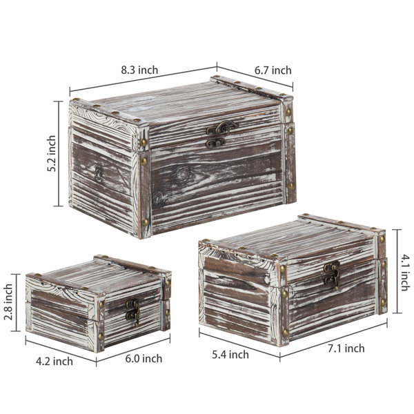Gracie Oaks 3 Piece Solid Wood Box Set | Wayfair