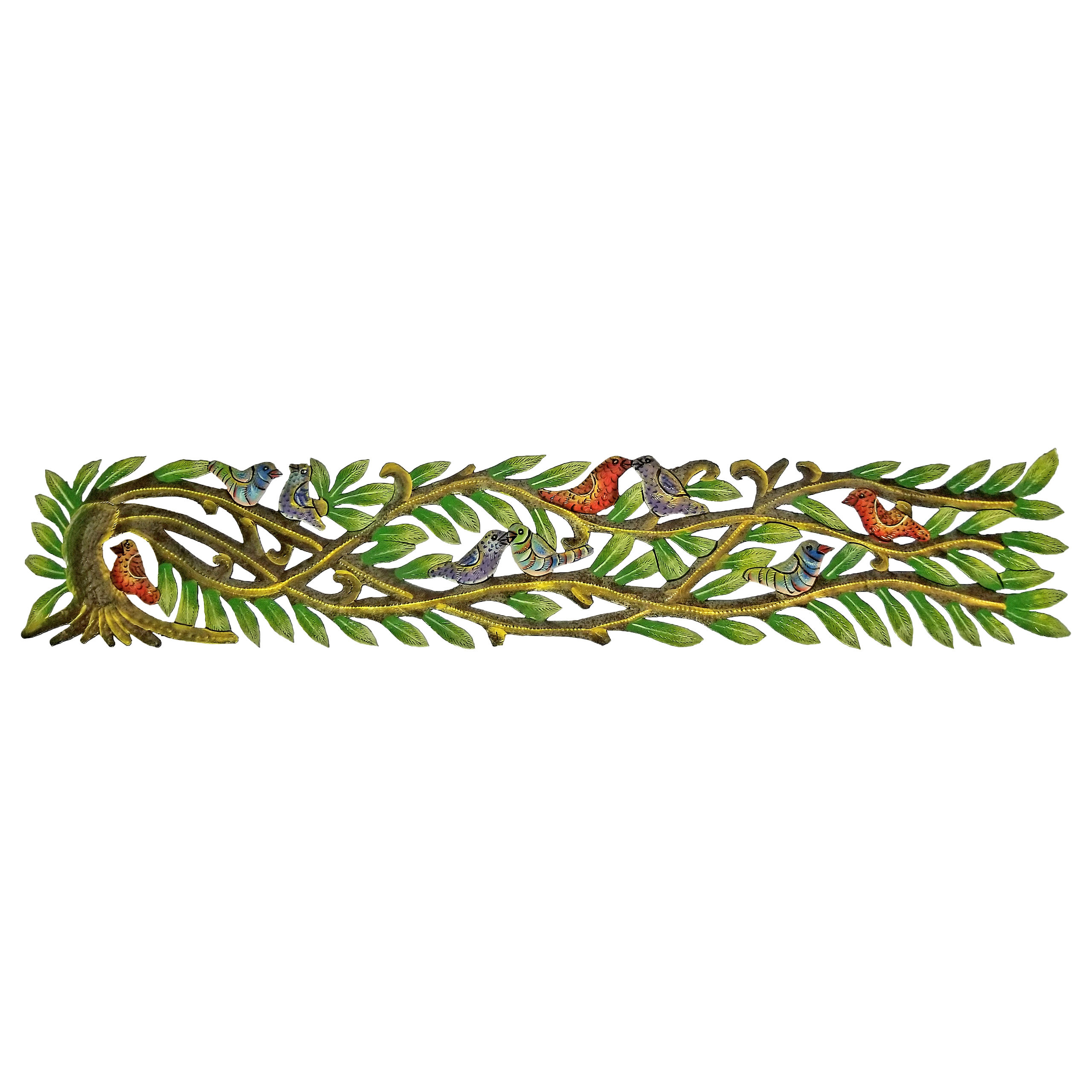Red Barrel Studio® Painted 9 Birds in Tree Strip Wall Décor | Wayfair