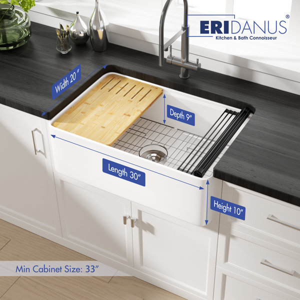 Eridanus Yorkshire 30" L x 20" W Kitchen Sink Workstation With Cutting ...