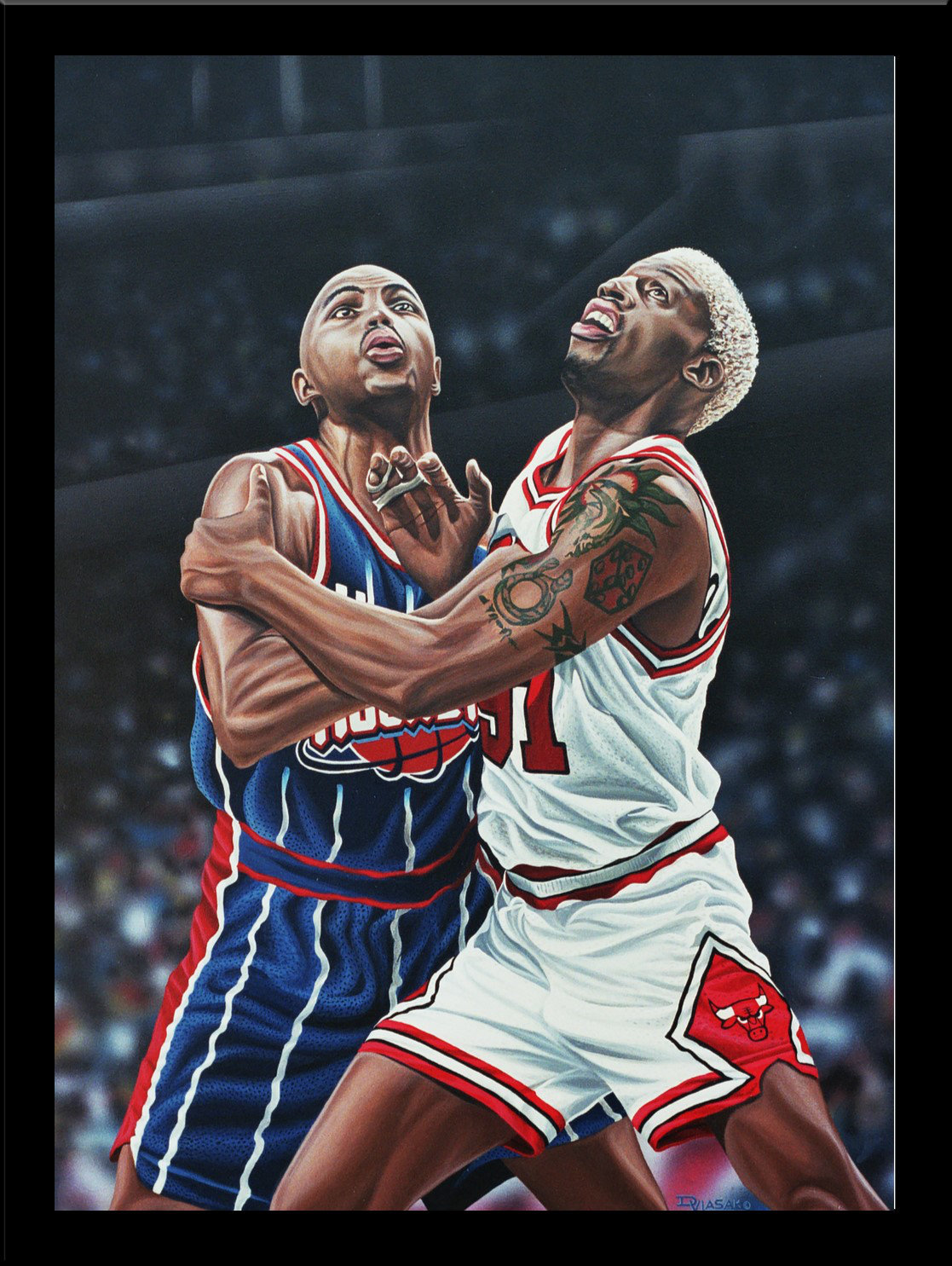 Buy Art For Less Dennis Rodman And Charles Barkley Battle For A Rebound ...