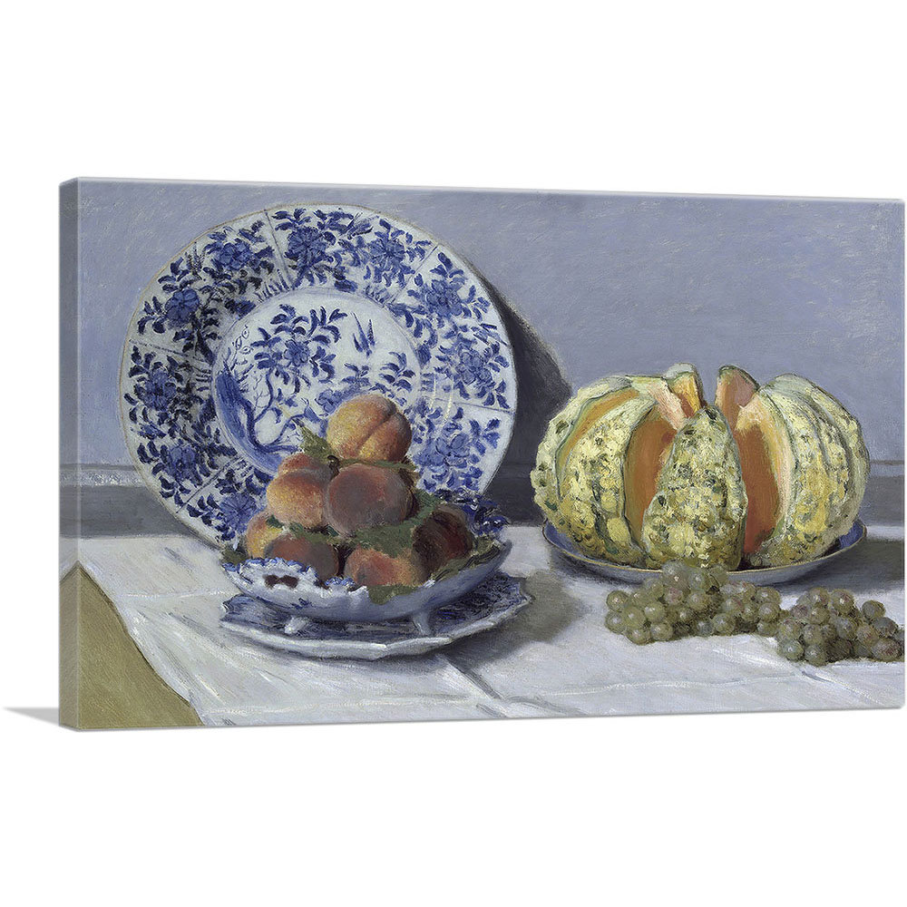 ARTCANVAS Still Life With Melon by Claude Monet - Wrapped Canvas ...