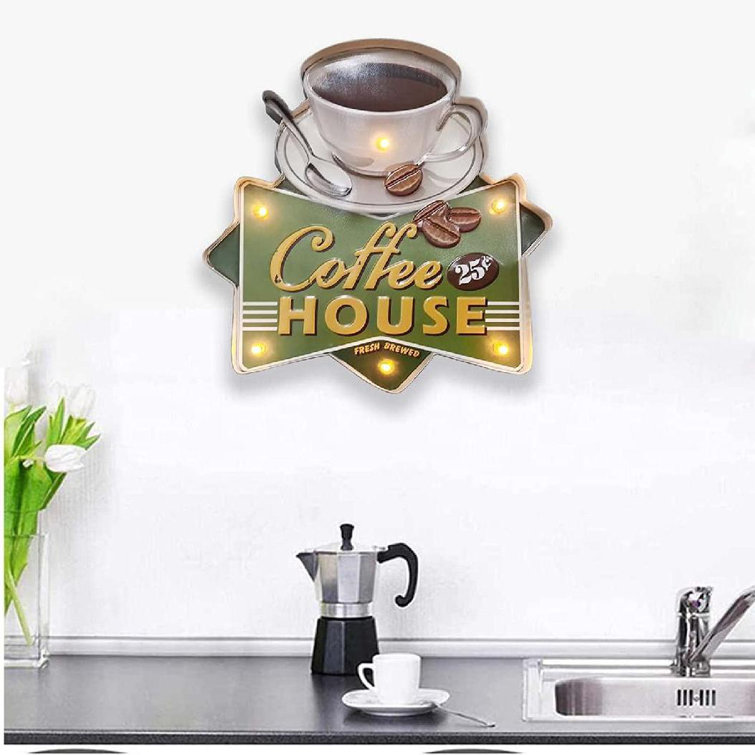 Red Barrel Studio® Coffee Light-Up Metal Wall Décor | Wayfair