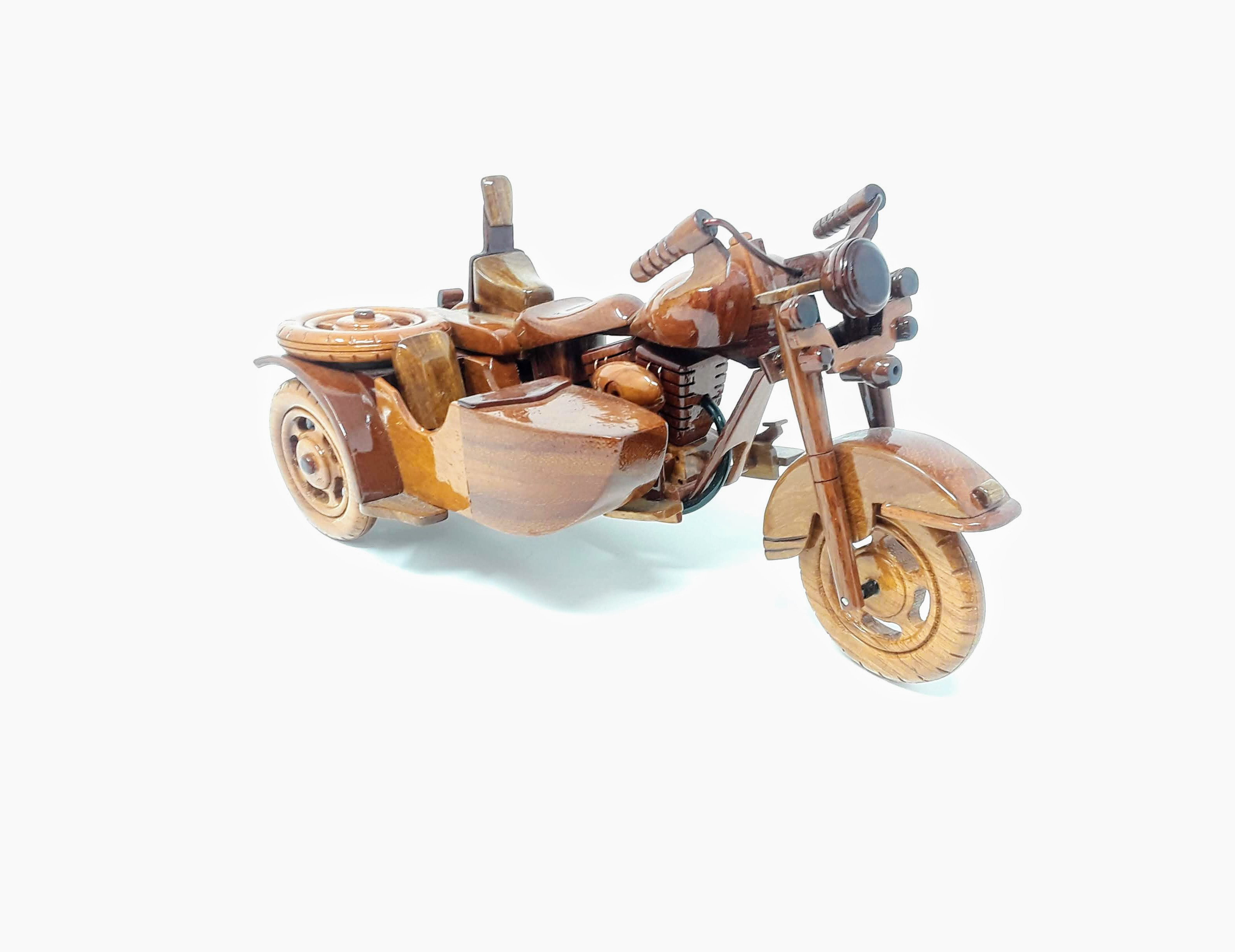 Winston Porter Kamora Wooden Harley W/ Sidecar Motorcycle Model | Wayfair