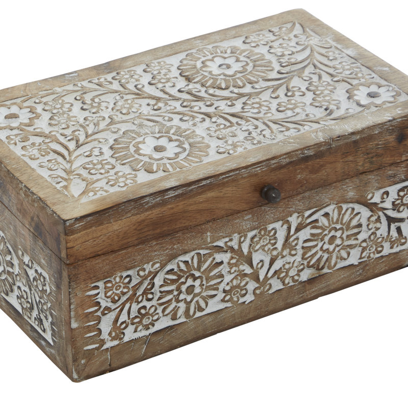 Bungalow Rose Carved Floral 3 Piece Decorative Box Set & Reviews | Wayfair