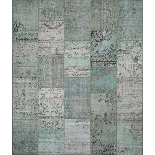 Bungalow Rose Handmade Hand-Knotted Pale Yellow-Green Rug | Wayfair