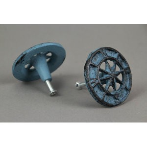 Zeckos Set Of 12 Light Blue Cast Iron Compass Rose Drawer Pulls Cabinet ...