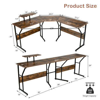 17 Stories 88.5'' Desk | Wayfair