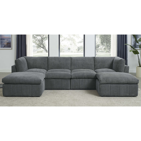 Wade Logan® 134" Wide Reversible Modular Sectional with Ottoman ...