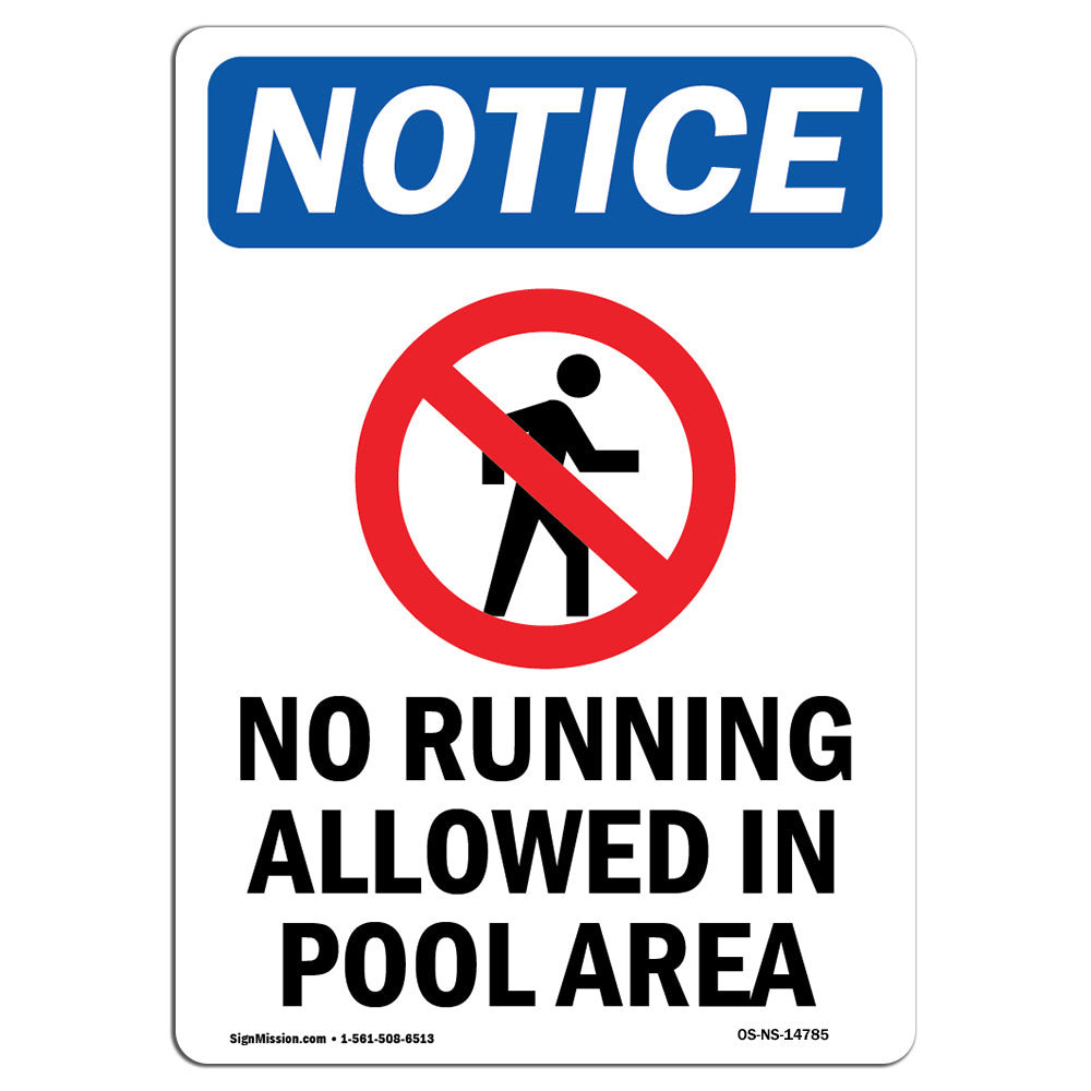 SignMission Osha Notice No Running Allowed Sign | Wayfair