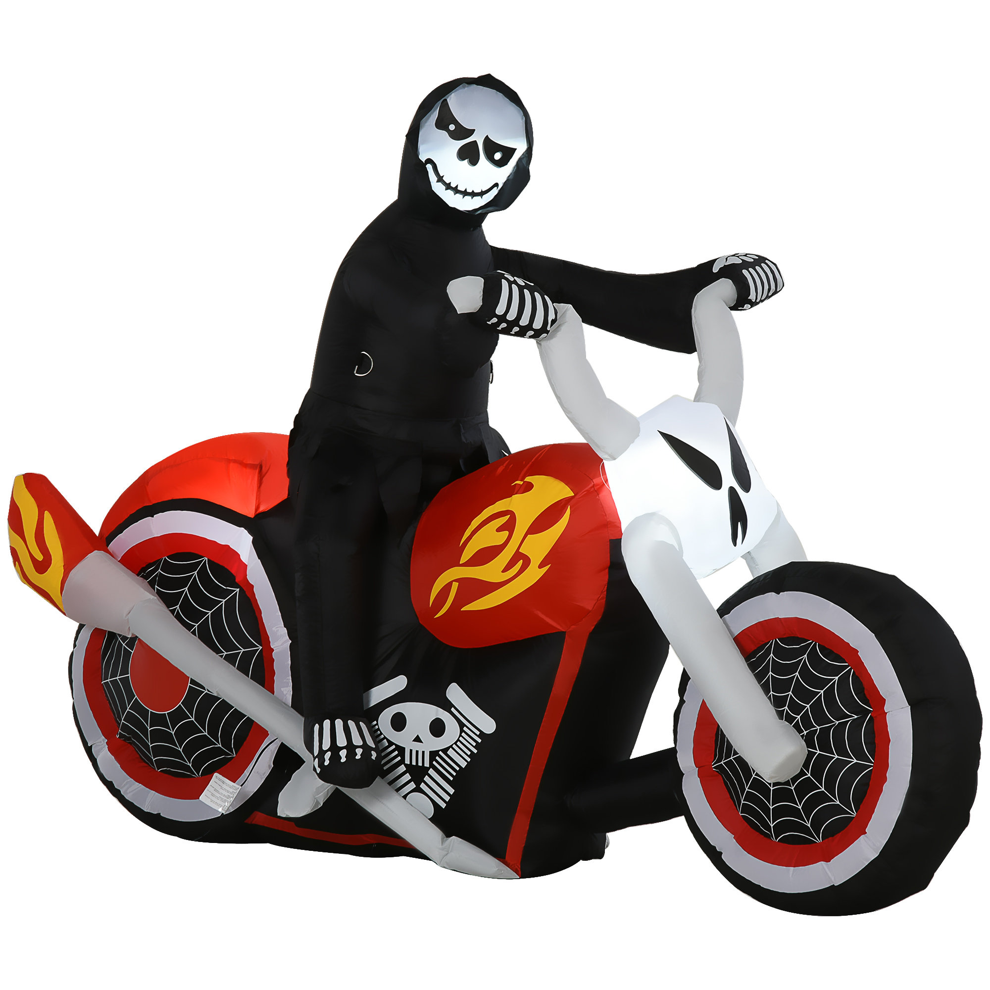 The Holiday Aisle® Lighted Airblown Grim Reaper Flaming Motorcycle ...