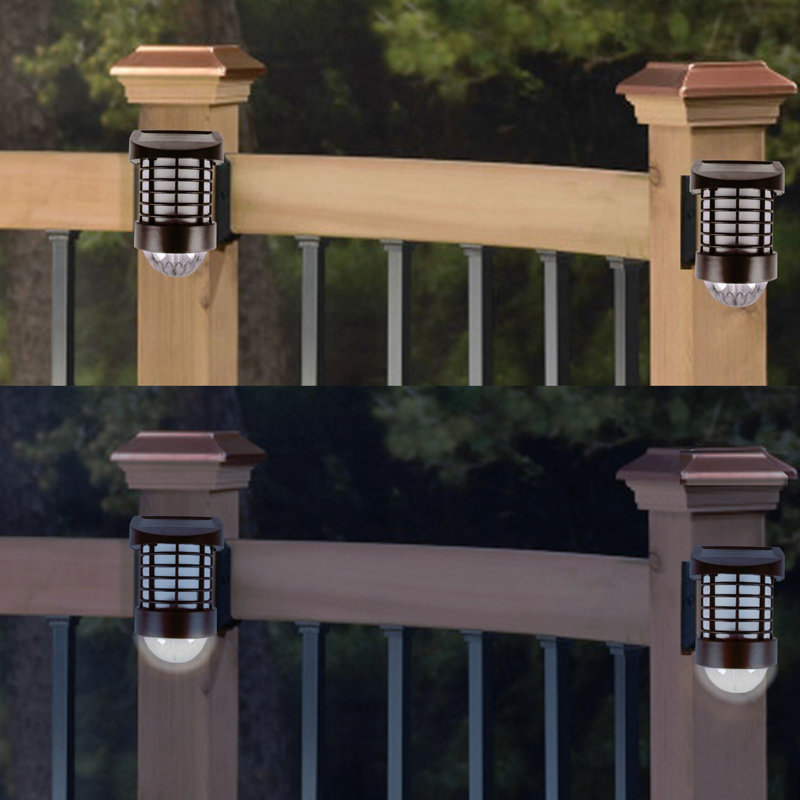 Crosslight Bronze Solar Powered Integrated LED Fence Post Cap Pack ...