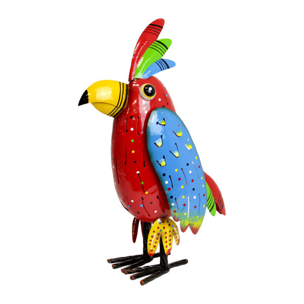Exhart Colorful Metal Garden Bird Statue, 19 Inch | Wayfair