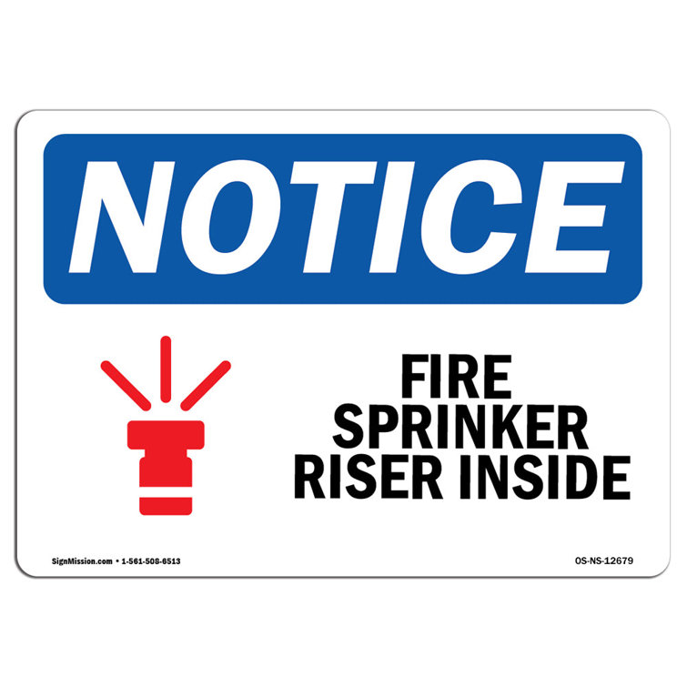 SignMission Fire Sprinkler Riser Inside Sign | Wayfair