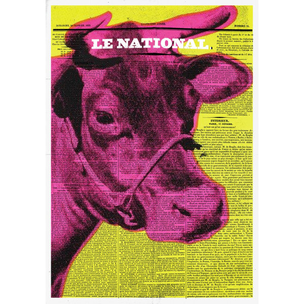Trinx Cow Newspaper On Glass Painting | Wayfair