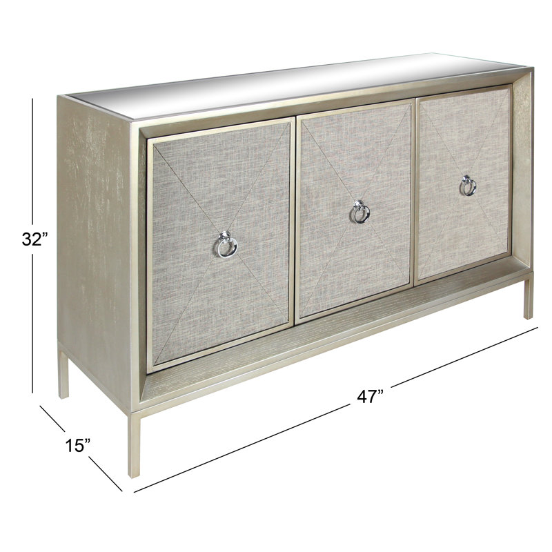 Rosdorf Park Anniston Gray Wood Upholstered Front Panel 1 Shelf & 3 ...