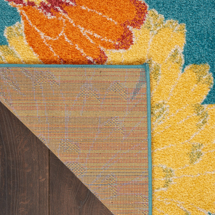 Andover Mills™ Amick Performance Turquoise/Yellow/Orange Rug & Reviews ...