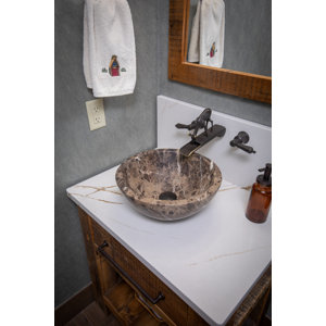 EdenBath Eden Bath 14'' Brown Stone Circular Vessel Bathroom Sink | Wayfair