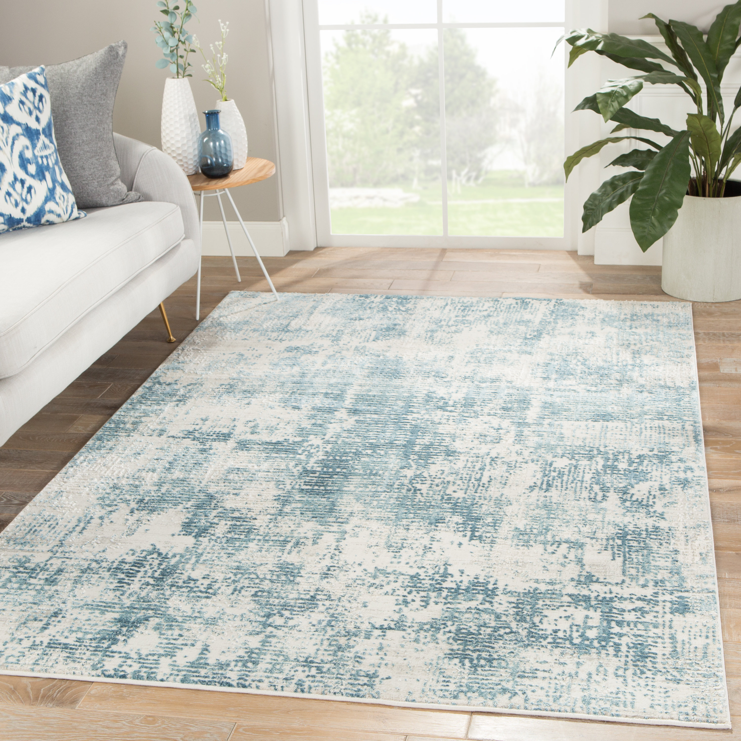 Wrought Studio Beideman Abstract Blue Area Rug & Reviews | Wayfair