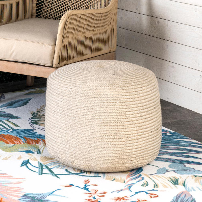 Highland Dunes Catherin Upholstered Beige Pouf & Reviews | Wayfair