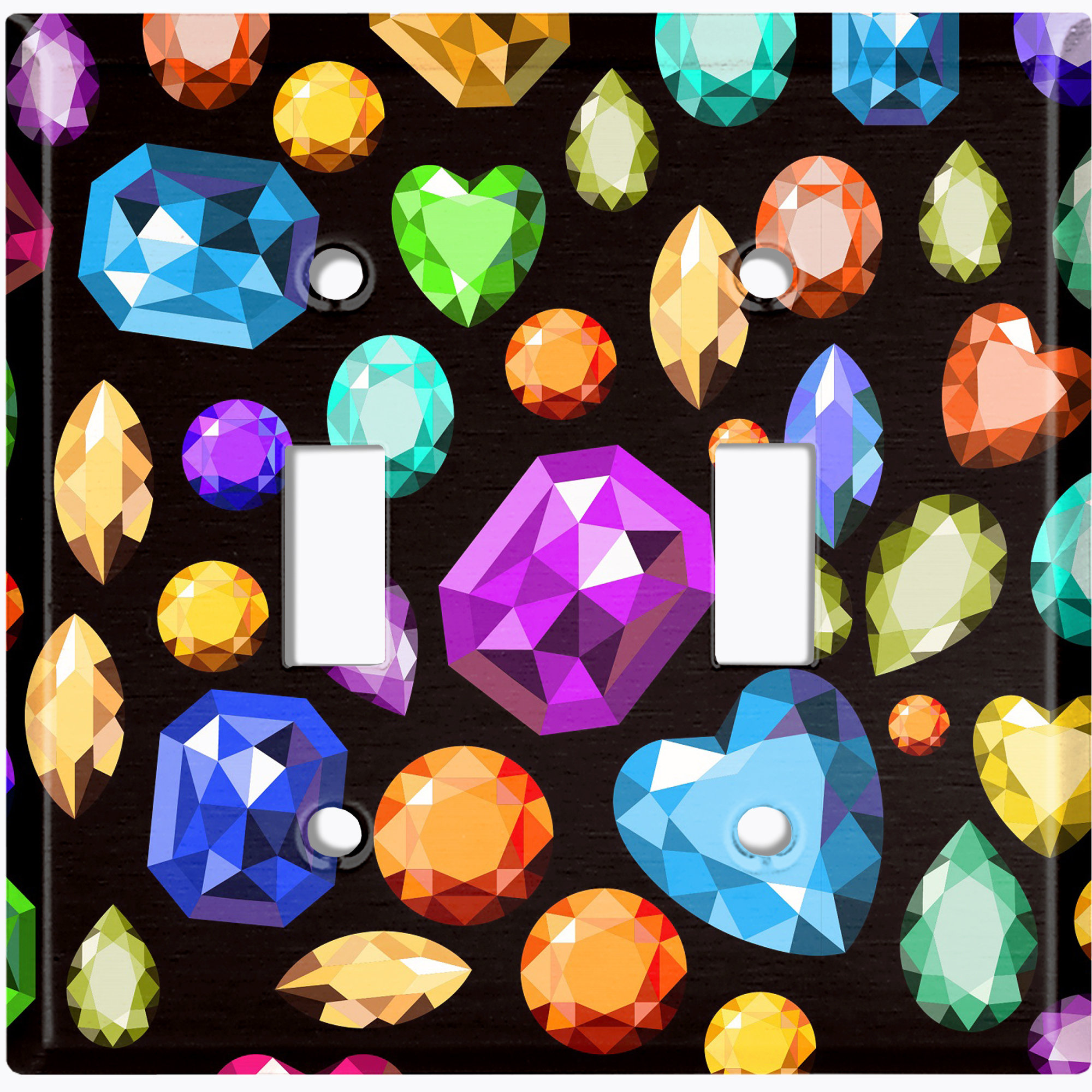 WorldAcc Colorful Diamond Jewels Black Toggle Light Switch Wall Plate ...