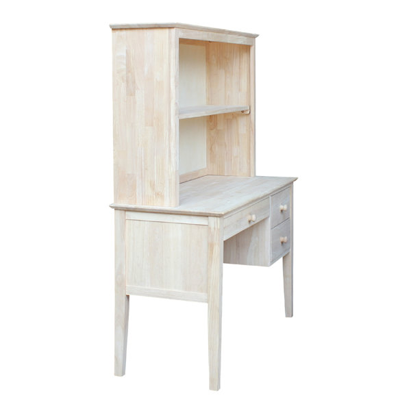 August Grove® Newville Solid Wood Desk with Hutch & Reviews | Wayfair