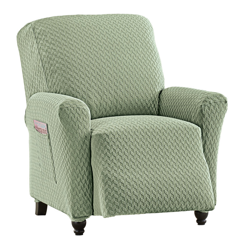 Latitude Run® Lariesha Textured Chevron Pattern Furniture Slipcover ...