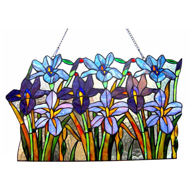 August Grove® Tiffany Glass Iris Window Panel & Reviews | Wayfair