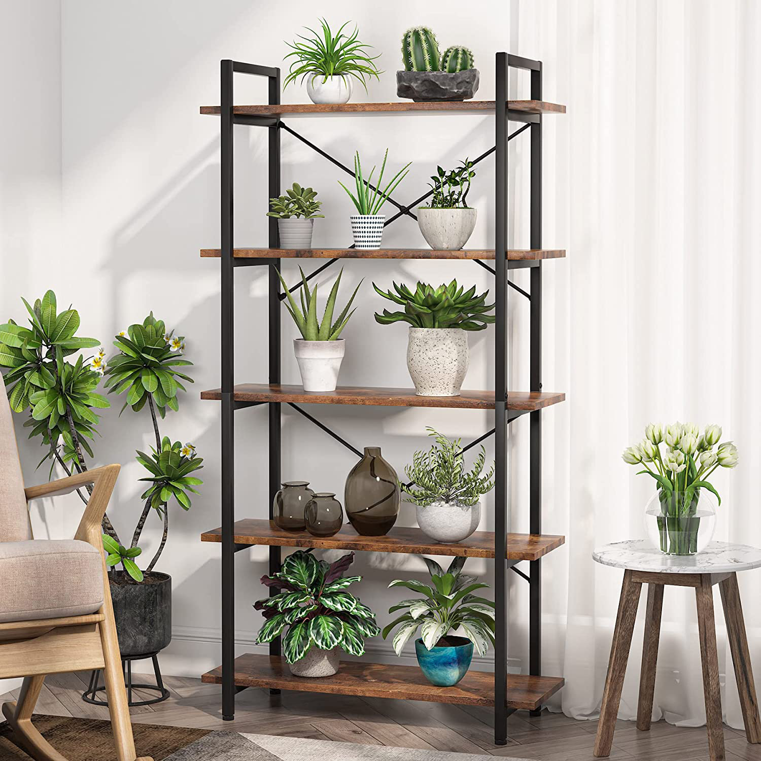 Borough Wharf Elaxi 160Cm H x 80Cm W Iron Etagere Bookcase | Wayfair.co.uk