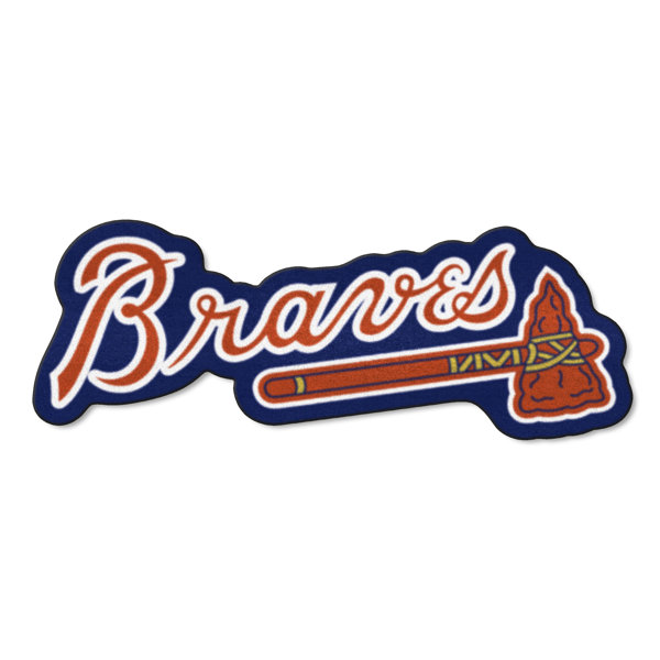 FANMATS Atlanta Braves_Atlanta Braves Mascot Rug"Braves" Script Logo ...