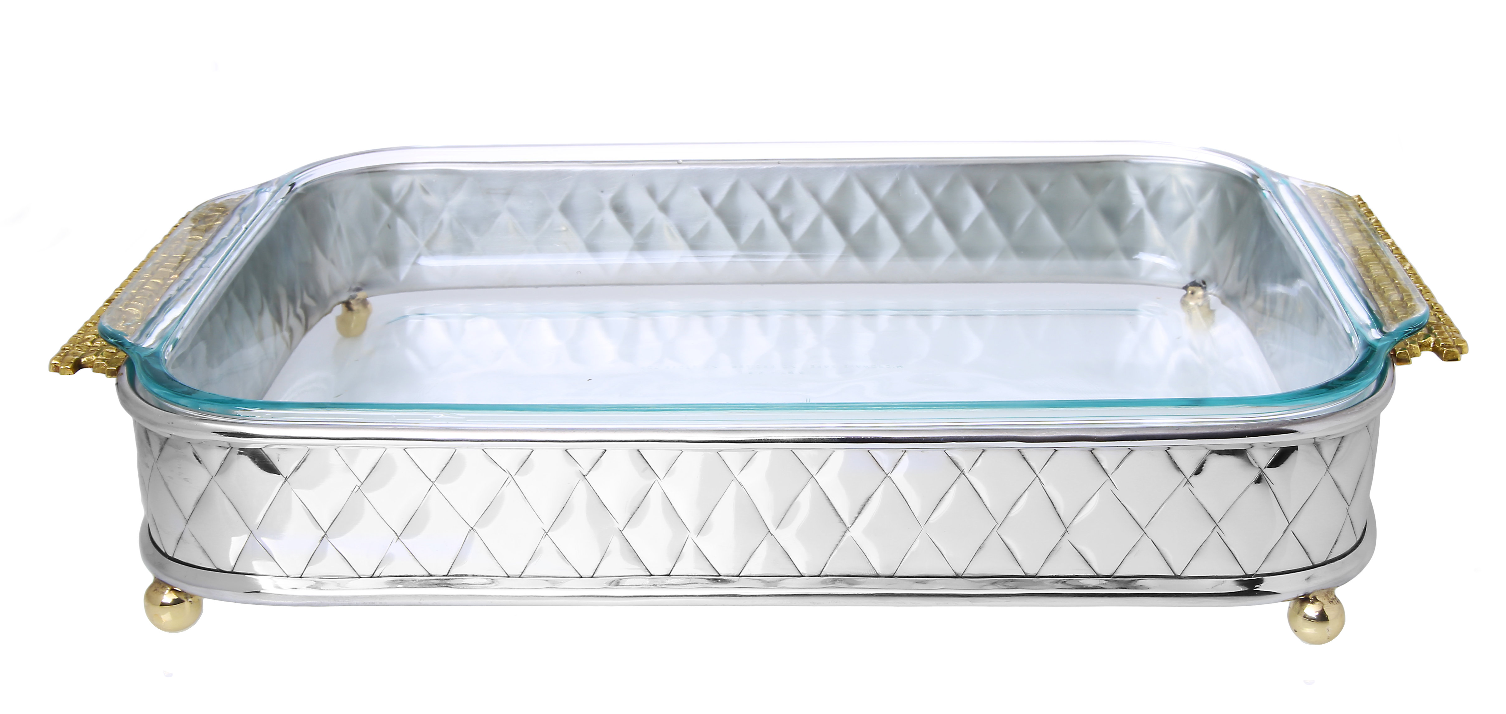 ClassicTouch Classic Touch Rectangular Pyrex Holder with Mosaic Handles ...